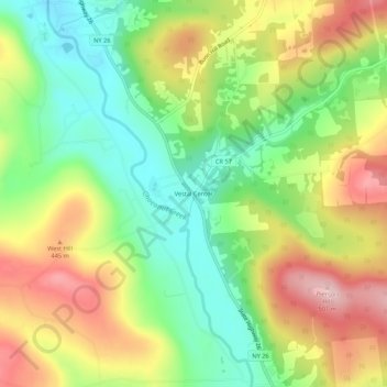 Mapa topográfico Vestal Center, altitud, relieve