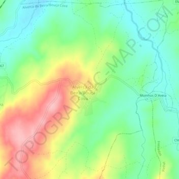 Mapa topográfico Alverca da Beira, altitud, relieve