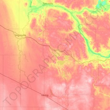 Mapa topográfico County of Minburn, altitud, relieve