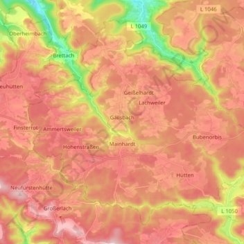 Mapa topográfico Mainhardt, altitud, relieve